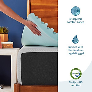 Lucid 3 Inch Mattress Topper Full – Memory Foam Mattress Topper Full – 5 Zone Gel Infusion – CertiPur Certified Foam – Dorm Room Essentials