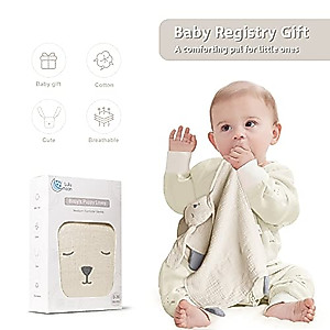 Lulu moon Baby Security Blanket for Unisex, Cotton Muslin Baby Lovey, Soft & Breathable Lovie Baby Gifts for Boys and Girls, 15 * 12 Inch (Cream)