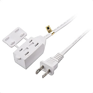 Cable Matters 16 AWG 2 Prong Extension Cord 25 ft, UL Listed (3 Outlet Extension Cord) with Tamper Guard White