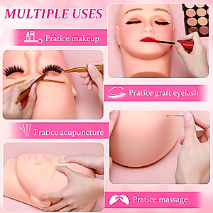 6 Pcs Lash Mannequin Head Silicone and Plastic Head Esthetics Mannequin Head Practice Training Head Makeup Head Makeup Mannequin Training Head for Practice Makeup Massage Graft Eyelash Acupuncture