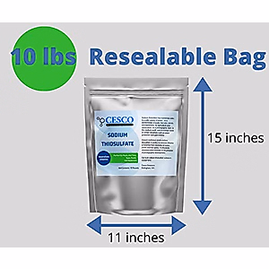 Pool Dechlorinator Sodium Thiosulfate Pentahydrate 10 lbs by Cesco Solutions - Premium Chlorine Neutralizer for Pools, Aquarium, Pond - Technical-Grade Chlorine Remover for Hot Tubs - Bulk Package