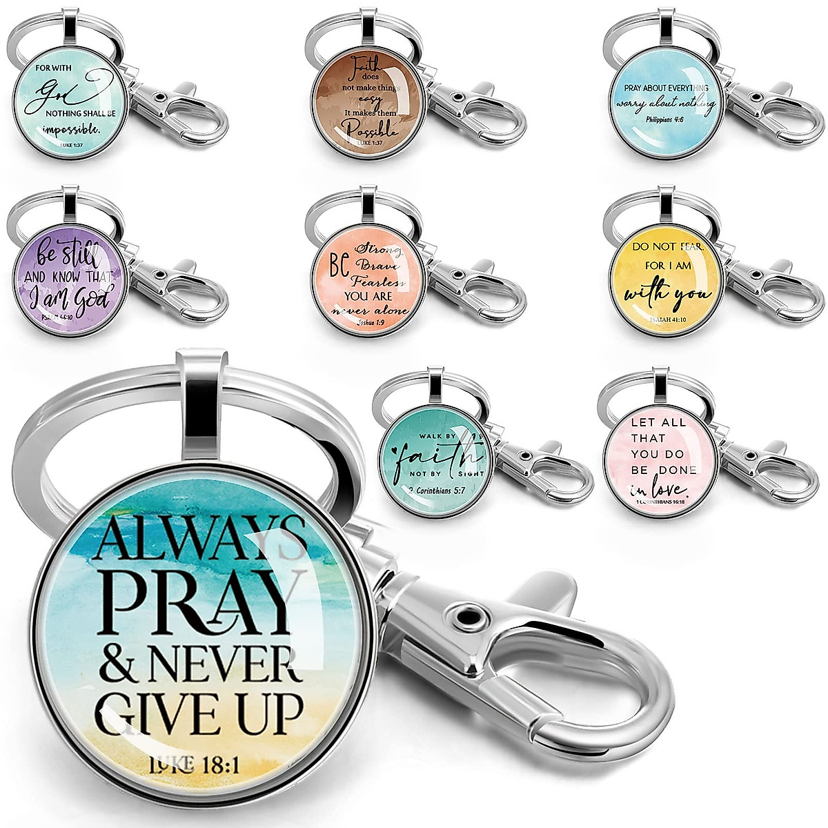 Fumete Christian Keychain Bulk Bible Verse Religious Keychain Scripture Quote Inspirational Gifts Supplies for Men Women (18)