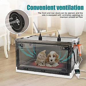 LZWUNYXE Puppy Incubator-Incubator for Puppies with Heating and Oxygenator,Kitten Incubator with Pet Bed Mat Dog Incubator for Newborn Puppies Puppy Whelping Supplies with Temperature Detection (55L)