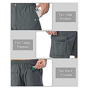 Little Donkey Andy Men's Hiking Cargo Shorts Quick Dry Lightweight Stretch Shorts for Golf Fishing (Grey L)
