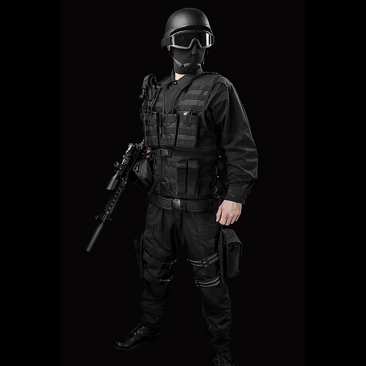 Barska BI12016 Loaded Gear VX-100 Tactical Vest and Leg Platform, Black, One Size