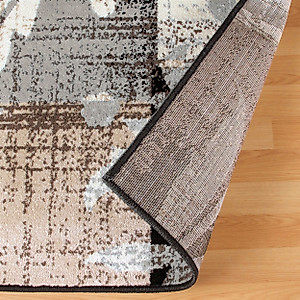 BNM Indoor Large Area Rug with Jute Backing, Floral Geometric Decor for Living Room, Kitchen, Bedroom, Office, Entryway, Hallway, Hardwood Floors, Pastiche Collection, 6' x 9', Beige