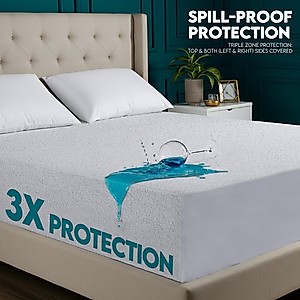 Utopia Bedding Waterproof Bamboo Mattress Protector (Queen) – Stretches up to 17 Inches Deep – 5 Sided Mattress Cover – Soft & Breathable Fitted Style