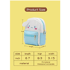Girls Anime Kawaii Mini Backpack + Keychain Anime Cosplay Backpack Cute Doll Handbag Shoulder Bag(Blue)