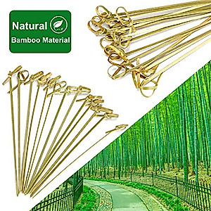 Minisland 200 Pcs Premium Bamboo Cocktail Toothpicks 4.7 and 6 Inch Long Knotted Skewers for Fruit Kabobs, Appetizers, Sandwiches, Drinks -MSL137