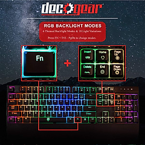 Deco Gear MECHBRD100 Mechanical Gaming Keyboard - RGB Back Lighting - Anti-Ghosting Black - (Renewed)