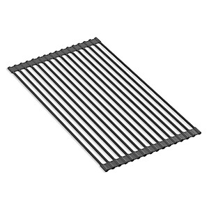 Kohler 28929-CHR Roll, Sink Kitchen Mat, Foldable Dish Drying Rack, Charcoal