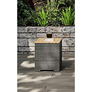 Homestyles Boca Raton Outdoor Side Table, Grey/Brown