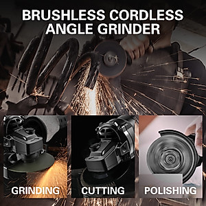 SARRED Brushless Angle Grinder 5 & 4-1/2 inch Cordless Power Grinder Grinding Tool with 2 3.0Ah Battery,7/8-Inch Arbor,Includes 16 Grinding Wheels