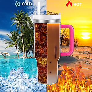 BELYQLY New Version 40oz Stainless Steel Vacuum Insulated Tumbler with Lid and Straw for Water, Smoothie and More, Iced Tea or Coffee (Pink)