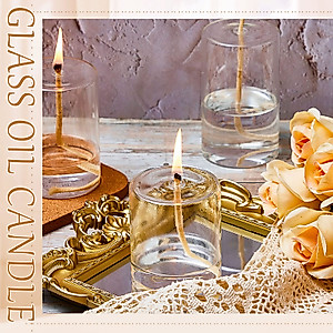 Sumind 3 Pieces Clear Empty Glass Candle Jars Refillable Oil Candle Containers Oil Candle Vessels Liquid Candleholders, 3 Sizes, Cotton Wick and Holder Included