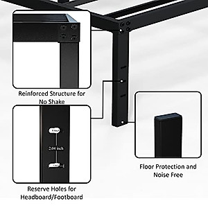 EMODA 14 Inch Full Size Bed Frame Heavy Duty Metal Platform No Box Spring Needed, Easy Assembly Noise Free, Black