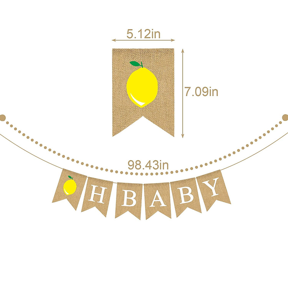 Natural Jute Burlap Banner Lemon Theme Baby Shower Party Decoration Fireplace Mantle Decoration