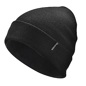 Ocatoma Beanie for Men Women Acrylic Knit Cuffed Slouchy Men's Daily Warm Hat Unisex Gifts for Men Women Boyfriend Him Her Black