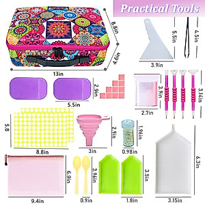 Amedoo 120 Slots Diamond Painting Storage Containers Big Capacity Diamond Painting Accessories 5D Diamond Painting Tools Set DIY Art Craft Jewelry Beads Rhinestones Organizer (120 Slots, Bohemia)