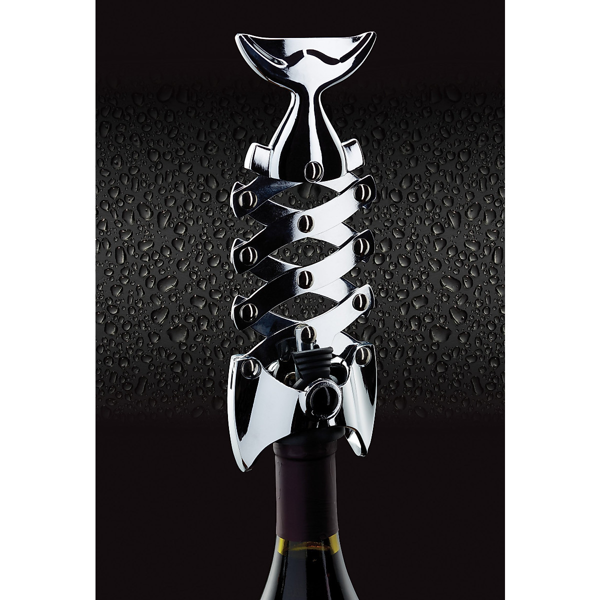 BarCraft Lazy Fish Corkscrew and Bottle Opener, Stainless Steel Wine Opener, 16.5 x 7.5 x 4.5cm, Silver