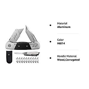 Folding Utility Knife with Sheath and 10 Razor Blades, Heavy Duty Box Cutter Knife with Dual Blades, Construction Knife Electrician Knife for Carpet Cardboard Work, Pocket Knives Set Gift for Men