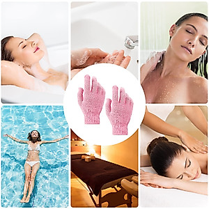 Sibba 1 Pair Bath Gloves for Shower Natural Loofah Exfoliating Wash Gloves for Body and Face, Dead Skin Remover, Double Sided Microfibre Shower Body Gloves for Adults and Kids
