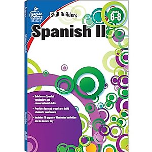 Carson Dellosa Skill Builders Level 2 Spanish Workbook for Kids Grades 6-8, Spanish Vocabulary Builder for Kids Ages 11-14, 6th– 8th Grade Spanish Workbook, Learn Spanish Parts of Speech, Time & More