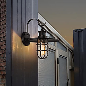 YLHogar Motion Sensor Dusk to Dawn Outdoor Wall Light Fixture Retro Black Wall Sconce,Waterproof Porch Light Wall Mount with Seeded Glass for Entryway Doorway Garden,Exterior E26 Patio Wall Lanterns