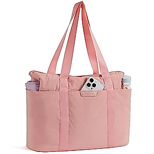 BOSTANTEN Tote Bag for Women Large Purses Shoulder Handbags With Yoga Mat Buckle For Work Travel Gym Pink