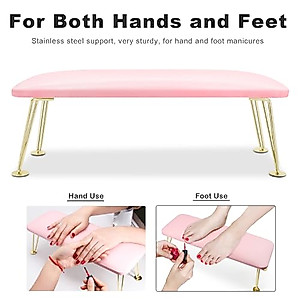 Nail Arm Rest for Nail Tech, Soft Nail Hand Rest Cushion Stand Manicure Hand Rest Pillow for Acrylic Nails, Professional Large Size Nail Tech Arm Rest (Pink)
