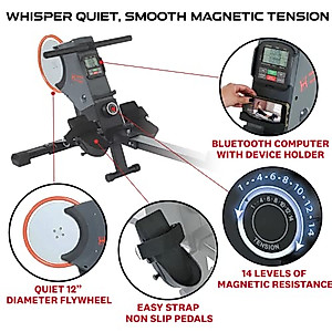 Women's Health Men's Health Magnetic Rowing Machine with 14 Adjustable Resistance Levels, Smart Power Sensor