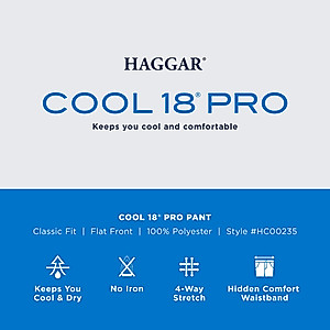Haggar Men's Cool 18 Pro Classic Fit Flat Front Pant - Regular and Big & Tall Sizes, Black, 32W x 32L