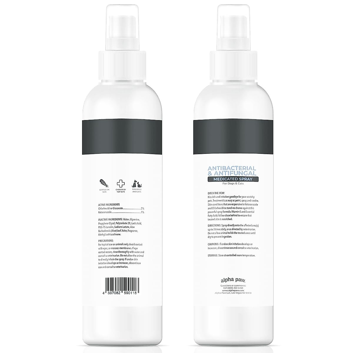 Smiling Paws Pets Advanced Chlorhexidine & Ketoconazole Spray for Cats & Dogs Spray 8oz