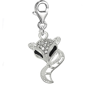 Sexy Sparkles Fox Clip on for Bracelet Charm Pendant for European Charm Jewelry with Lobster Clasp