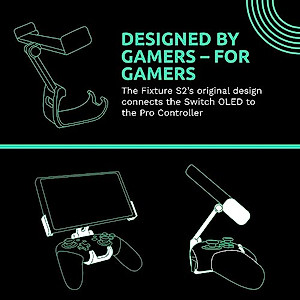 Fixture S2 Gaming Console Monitor and Controller Mount Compatible with Nintendo Switch OLED and Pro Controller, Adjustable Video Game Holder Stand Clip