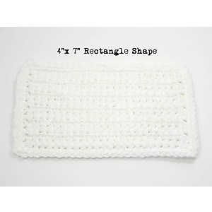 Set of 4 Handmade White 4 inch x 7 inch Rectangular Crochet Cotton Dishcloths