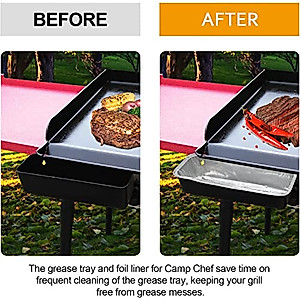 LS'BABQ Grease Cup Catcher Holder with 10-Pack Disposable Foil Grill Drip Pans,BBQ Accessories for Camp Chef SG14 SG30 SG60 SG90 SG100 Professional Griddle