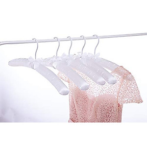 Cocomaya 17 Inch Extra Large Anti Slip Satin Padded Bridal Wedding Dress Hanger No Bumps for Dress Coats, Sweaters Pack of 5 (White, 5)