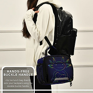 Glaphy Rainbow Axolotl Fish Lunch Bag Cooler Lunch Box Insulated Lunch Tote Bag with Shoulder Strap for Office Work School Picnic Travel