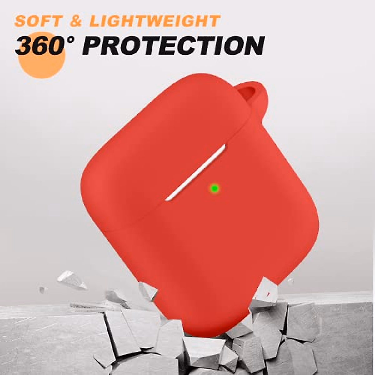 Foweroty AirPods Case Cover, Soft Silicone Protective Cover with Buckle for Women Men Compatible with Apple AirPods 2nd 1st Generation Charging Case, Front LED Visible，Red