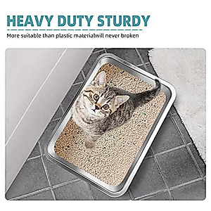 Stainless Steel Cats Litter Box, 4" Height Litter Box for Small Animals, Easy Entry, Easy to Clean, Non Stick Smooth Surface