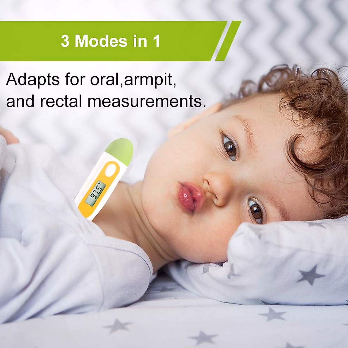 Digital Oral Thermometer for Adult and Kid, Easy@Home Accurate Fast Reading Body Temperature Thermometer for Oral and Underarm Measurement with Fever Alarm，EMT-021B-Green