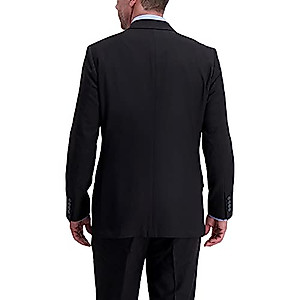 Haggar Men's Smart Wash Premium Stretch Classic Fit Solid Suit Separates-Pants, Black-Jacket, 44 Regular