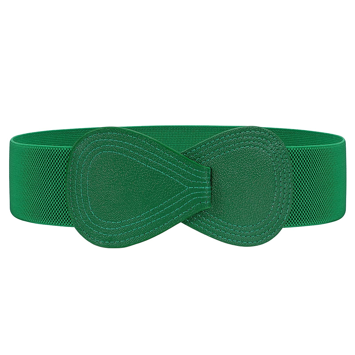 JASGOOD Women Stretchy Belt for Dresses Vintage Elastic Wide Waist Belt, Halloween Cosplay Belt, A-Green