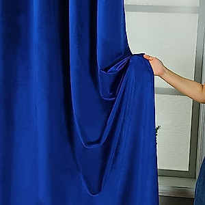 ELKCA Luxury Royal Blue Velvet Window Curtain for Living Room,Grommet Top,2 Panels(Royal Blue, 52" W x 84" L)