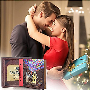 Our Adventure Book 12x12 Inch,Scrapbook Album Large Handmade Travel Scrapbook 60 Pages DIY Album for Anniversary,Wedding,Travelling,Writing,Baby,Friends,Family,Couple Gifts (Up House)