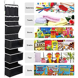 VICTORICH Super Convenient Sturdy Door Over Hanging Organizer, Behind The Door Storage Organizer with Door Hook and Large Clear Windows, Hanging Wall File Organizer (1 Pack A-Black)