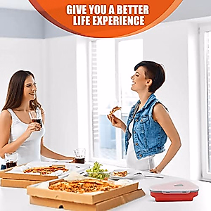 rgrfsdgx Adjustable Pizza Storage Container, Pizza Slice Container can be Microwaved and Reused, Pizza Slice Pack with 5 Heating Plates.