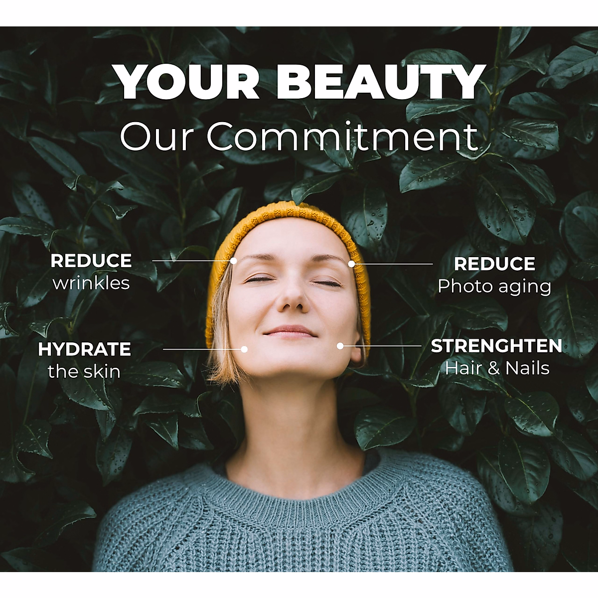 Marine Collagen and Hyaluronic Acid Supplements, Aloe Vera Leaf Gel and Vitamin E Collagen Peptides Pills–Collagen Supplements With Hyaluronic Acid for Hair Skin Nails-90 Collagen Caps