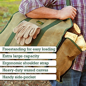 2-in-1 Firewood Carrier, Canvas Log Carrier for Firewood, Firewood Tote Carrier, Canvas Wood Carrier for Firewood, Log Carrying Bag Firewood Holder, Firewood Carriers with Handle, Log Carrier Tote